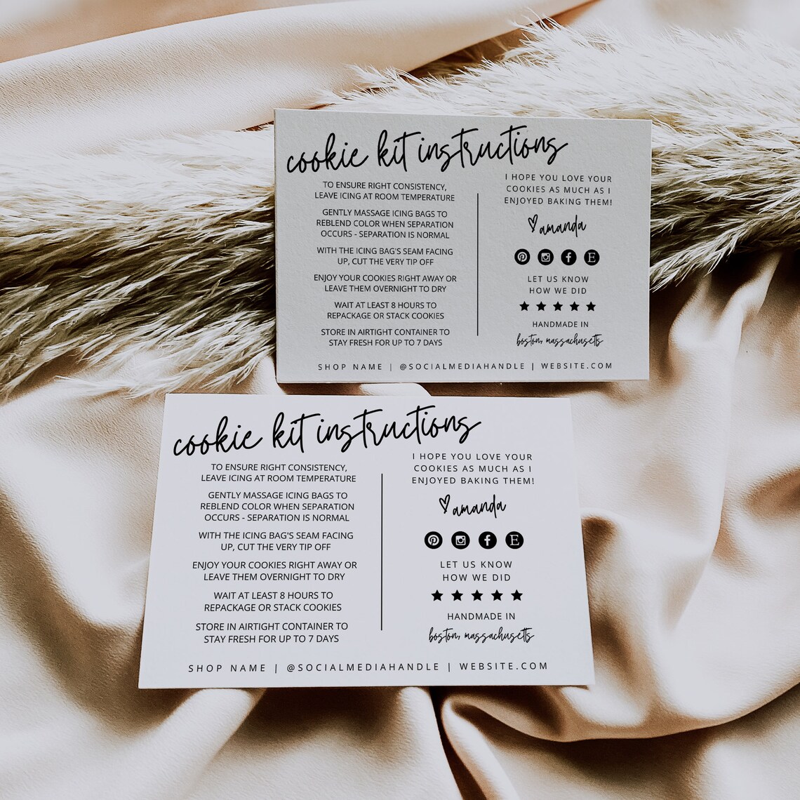 Editable Cookie Kit Instruction Card Canva Template Cookie - Etsy