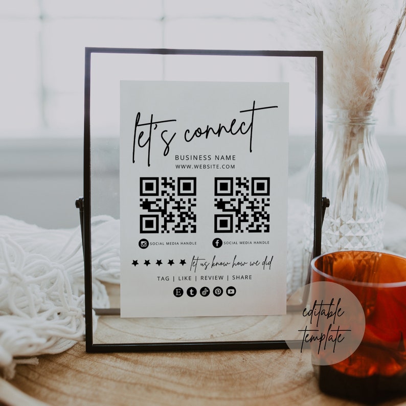 Editable Social Media Sign Template, Lets Connect Sign Canva Template ...