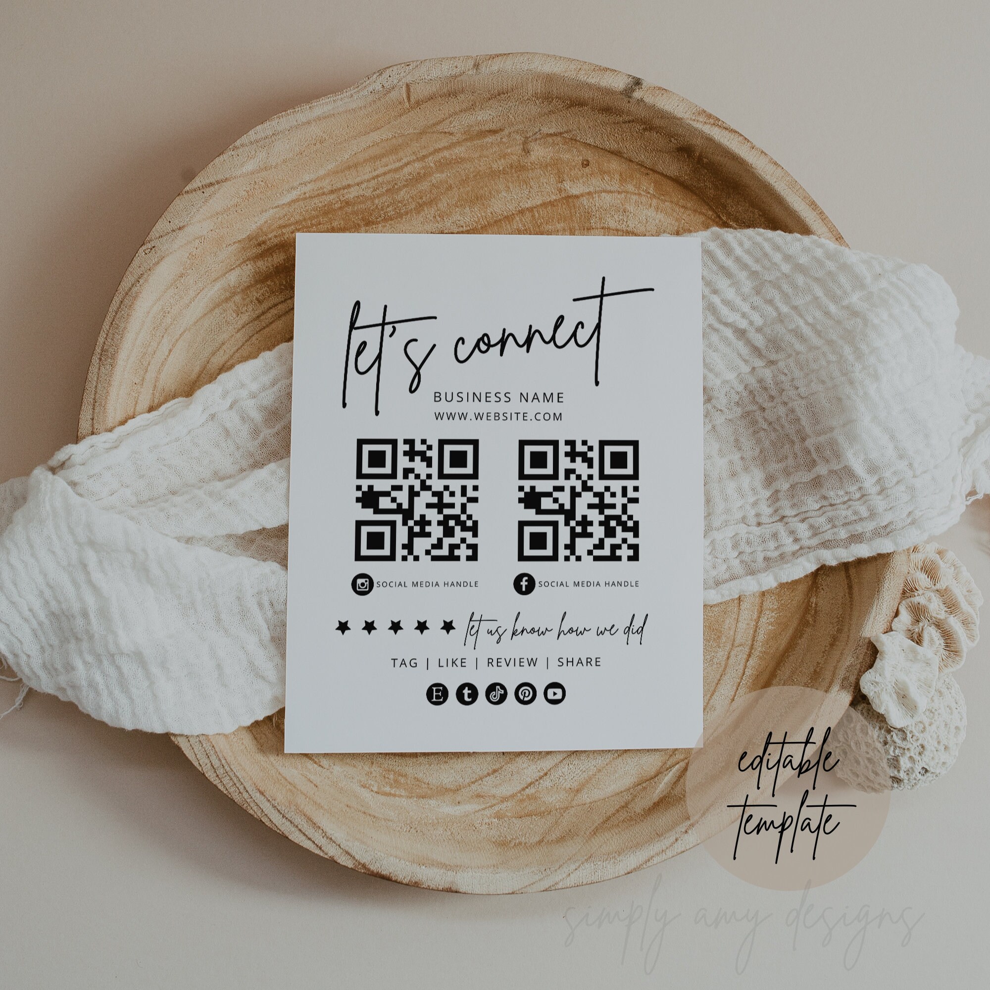 Editable Social Media Sign Template Lets Connect Sign Canva - Etsy