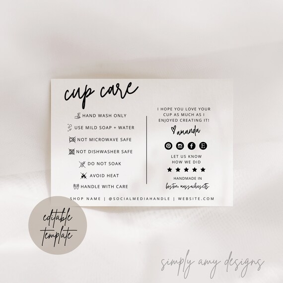 Editable Cup Care Card Canva Template Cup Card Template - Etsy