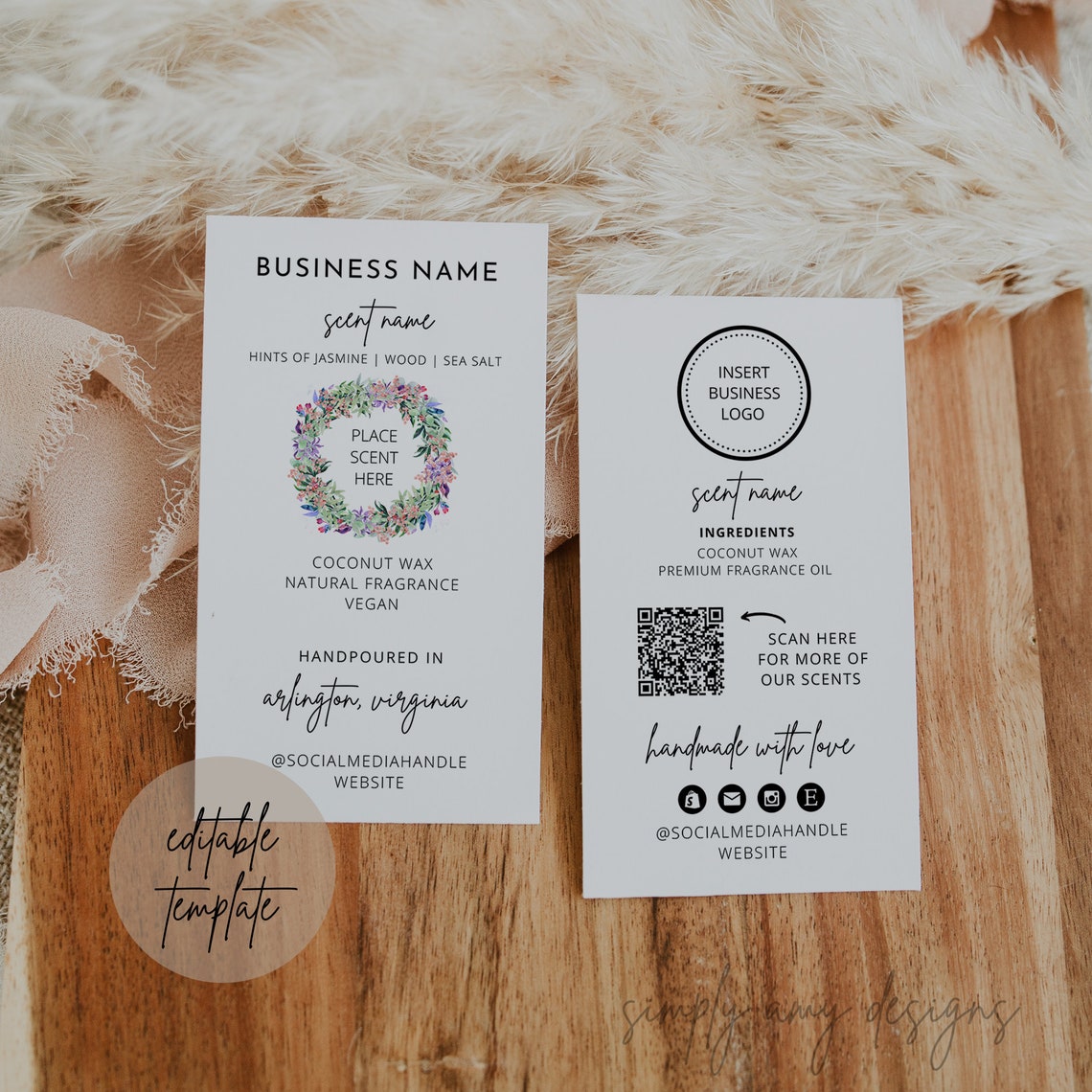 Editable Candle Scent Card Canva Template Candle Scent Card - Etsy