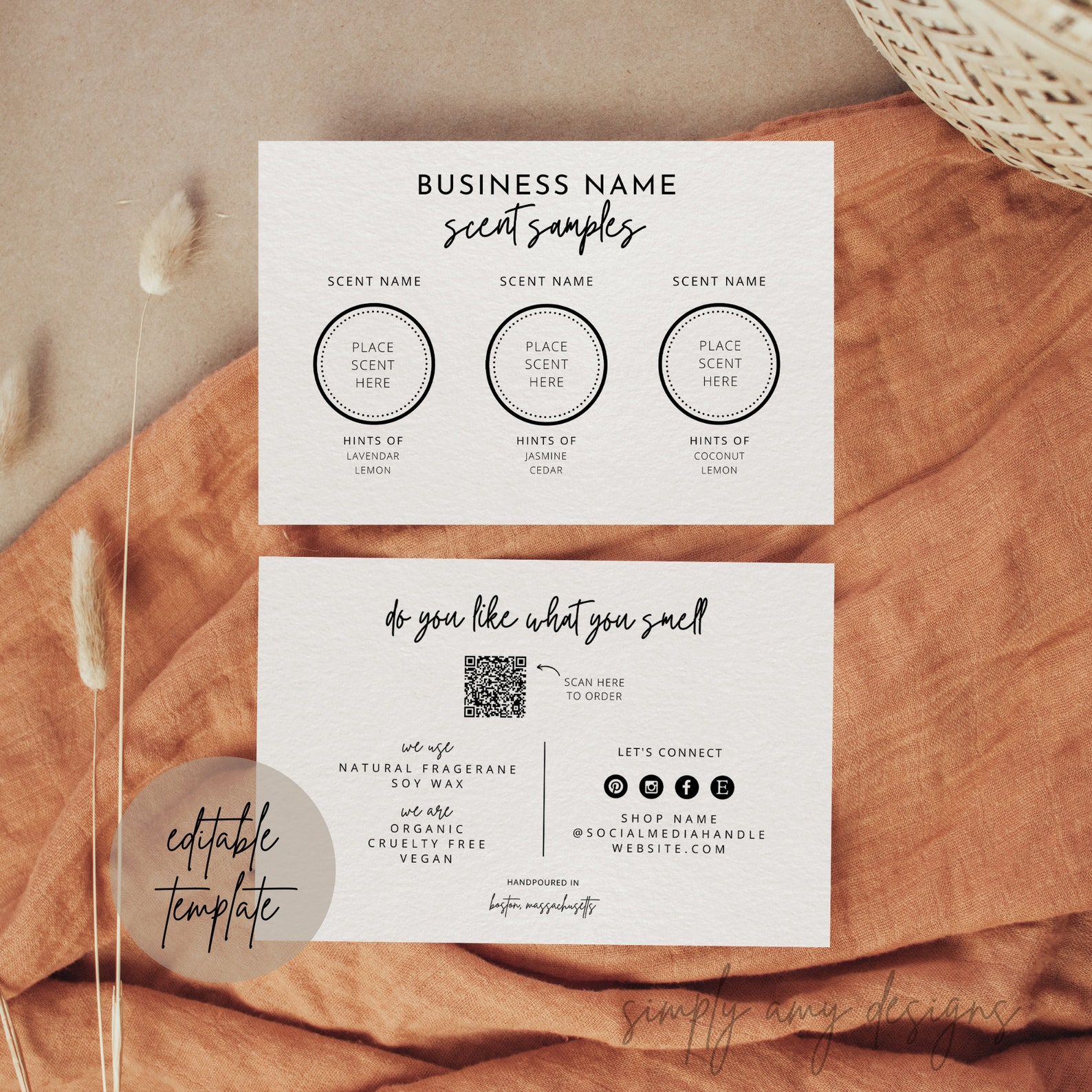 Editable Candle Scents Card Canva Template, Candle Scent Card Template ...