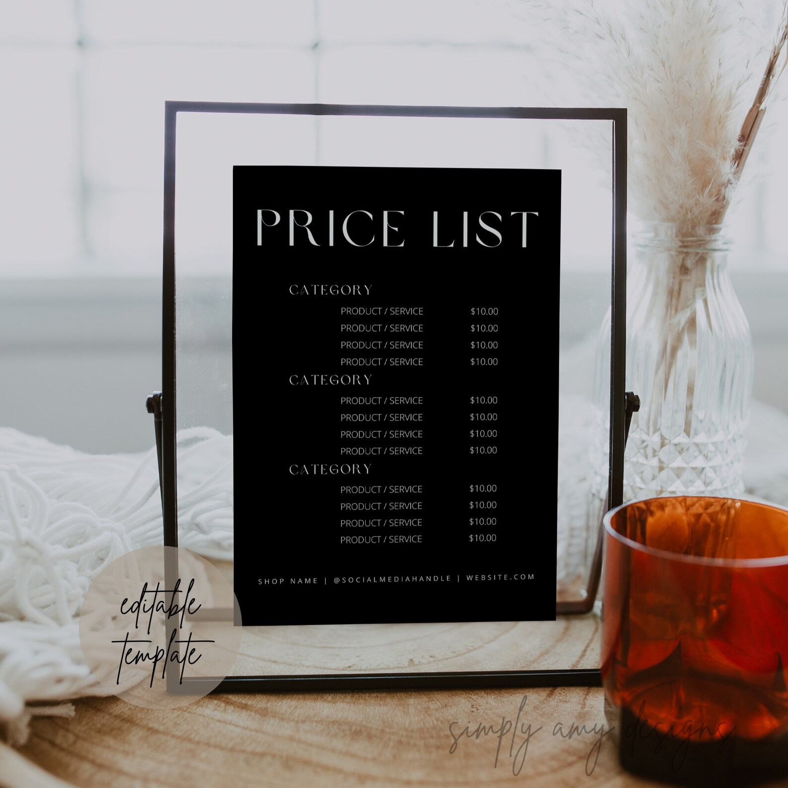 Editable Price List Canva Template Price List Template Small - Etsy