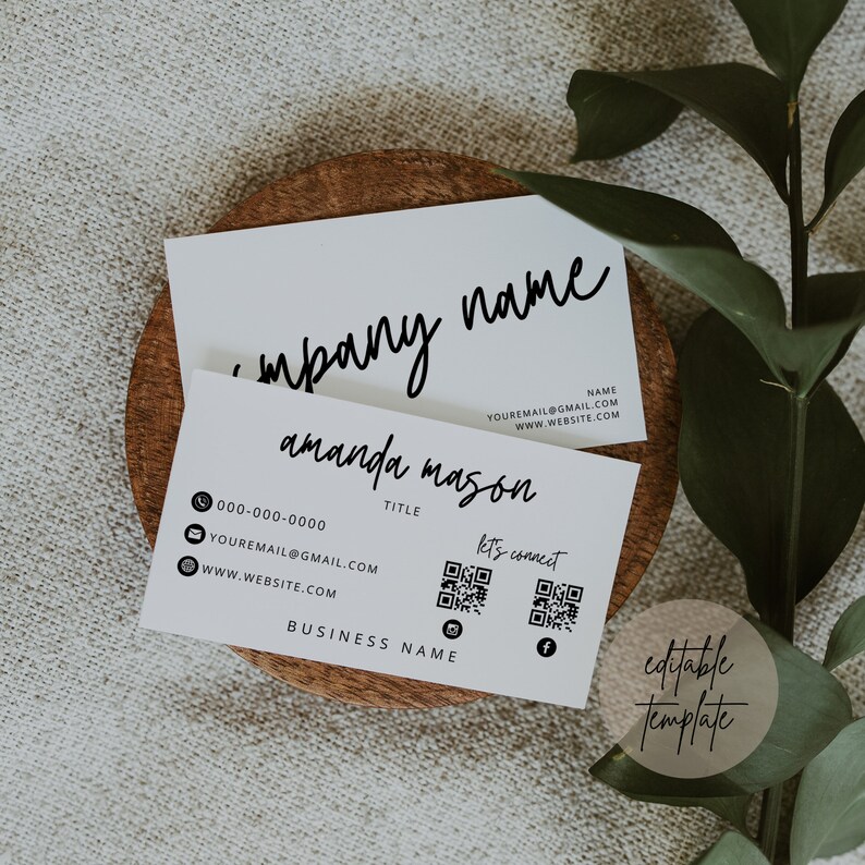 Editable Business Card Canva Template, Business Card Template, Business ...