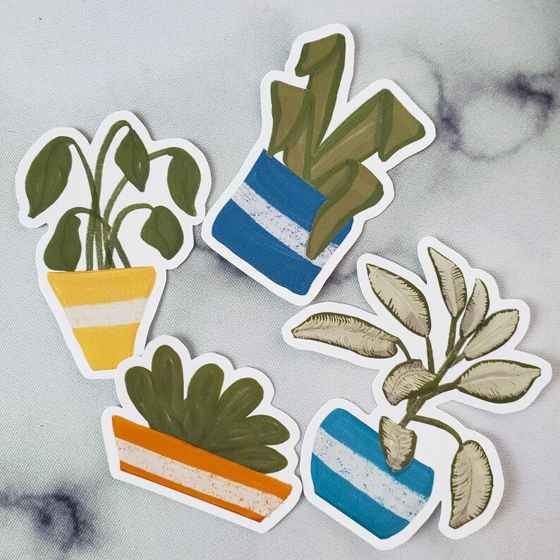 Illustrated Potted Plants Sticker Pack || Glossy || Journal Stickers ...