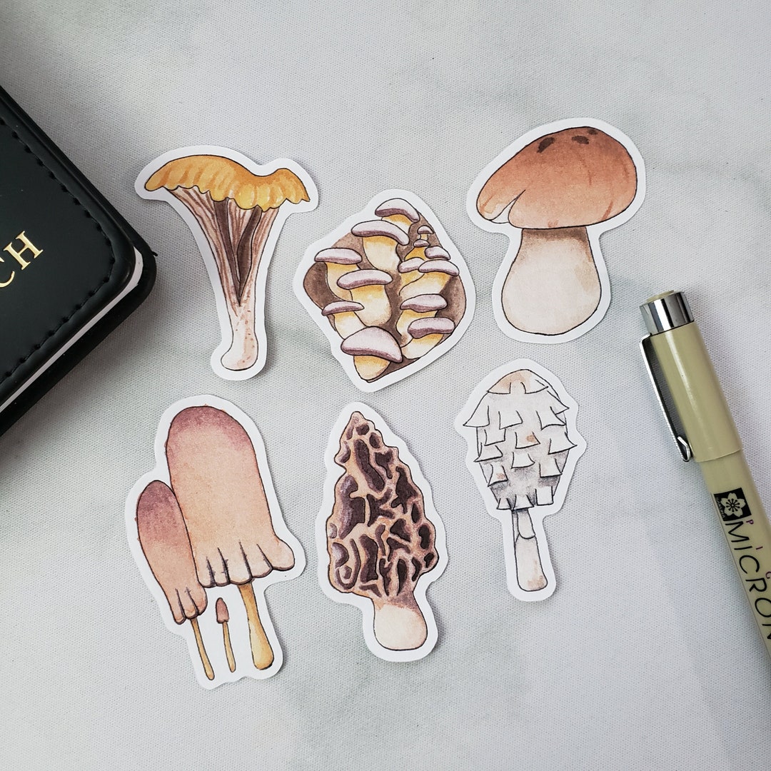 Watercolor and Ink Mushroom Sticker Pack || Journal Stickers - Etsy