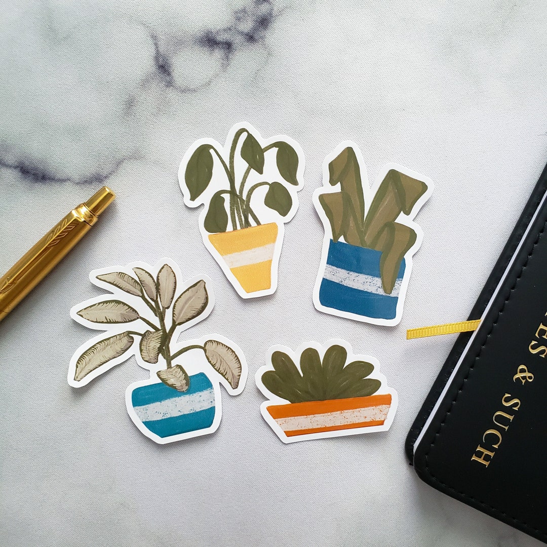 Illustrated Potted Plants Sticker Pack || Glossy || Journal Stickers ...