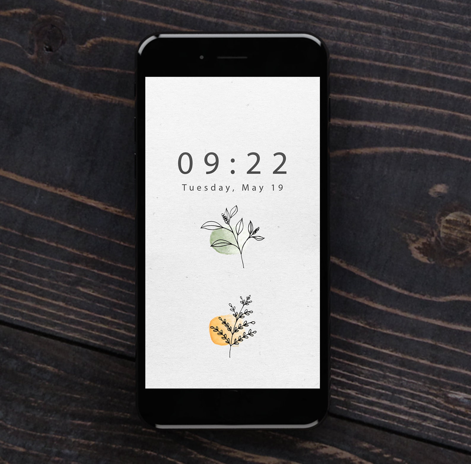 Watercolor and Ink Botanical Phone Wallpaper Instant Download ...