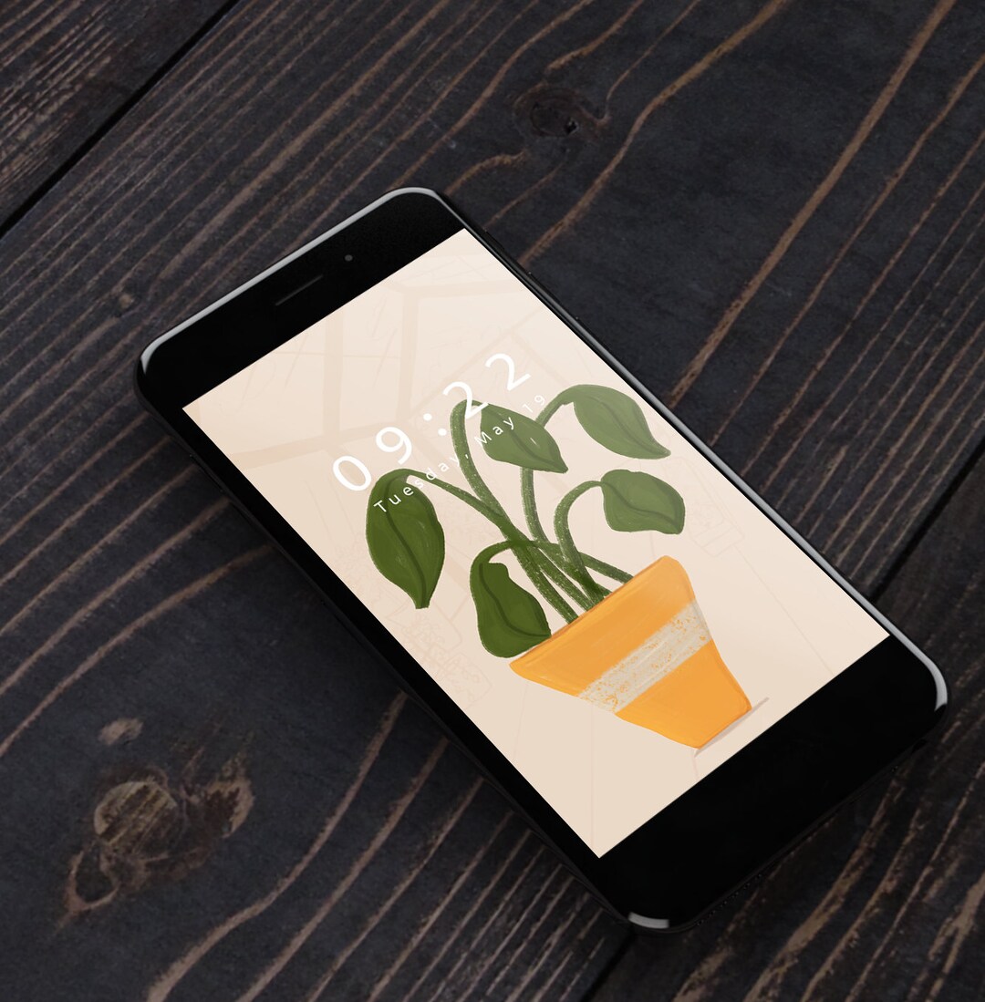 Potted Plant Phone Wallpaper || Instant Download || Digital Art ...