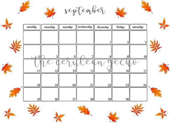 Printable September 2022 Calendar - Etsy