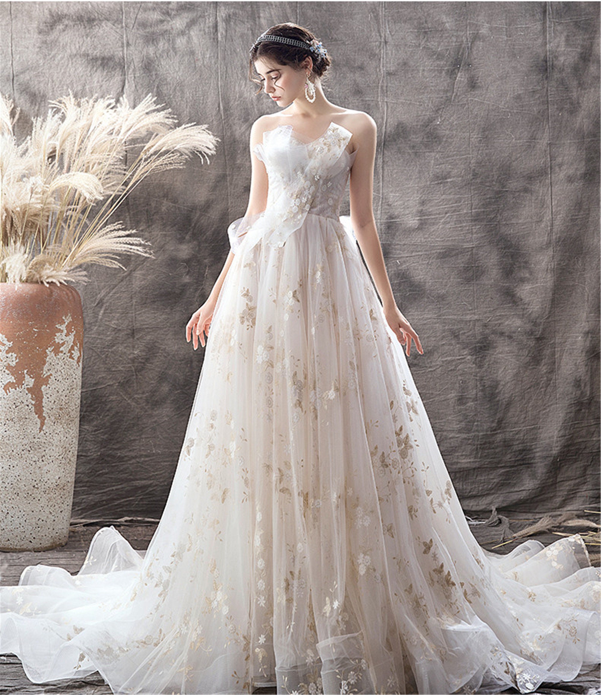 Lace Up Back Wedding Dress