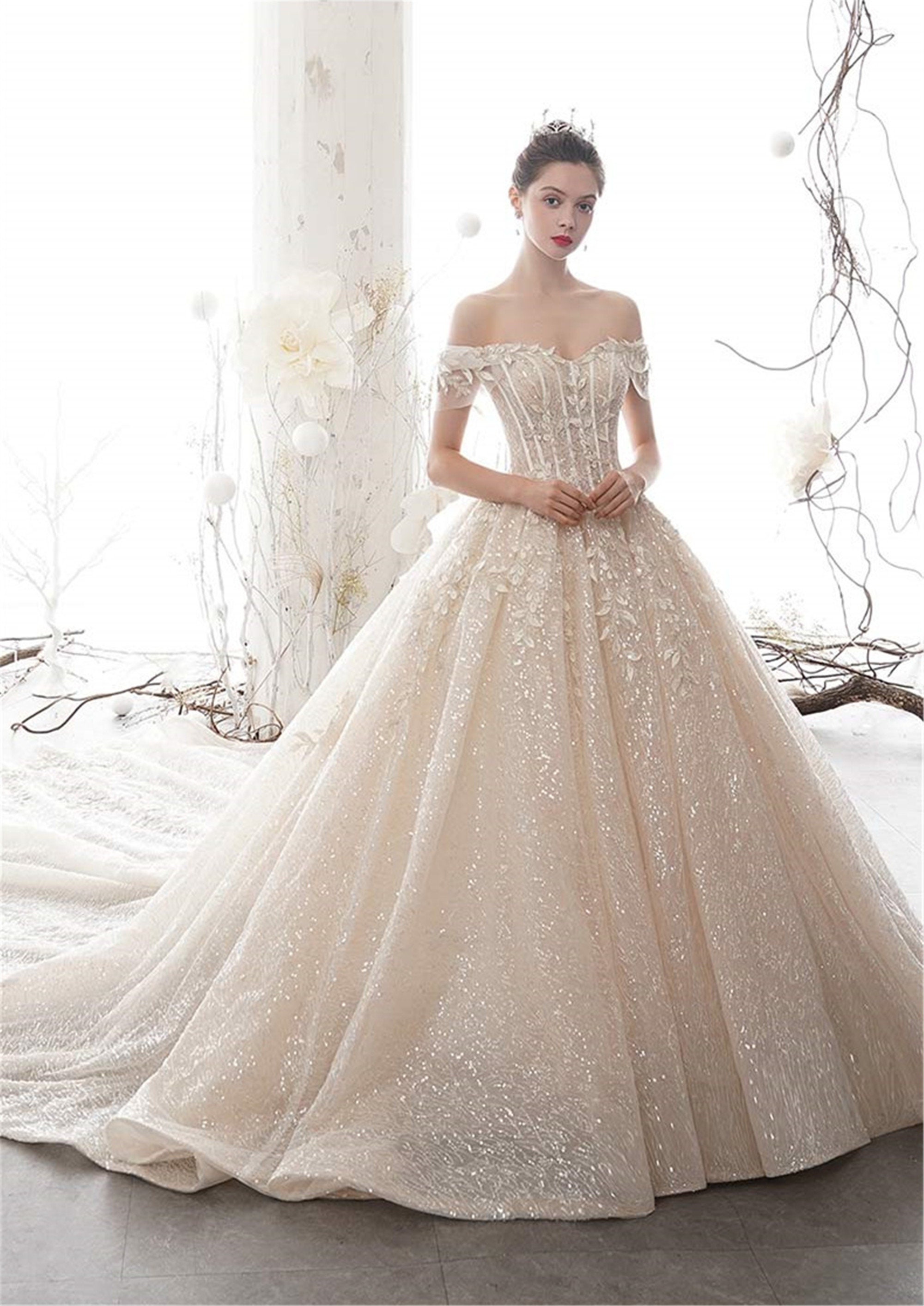 Vintage Corset Wedding Dress Stunning Glitter Bridal Dress Etsy