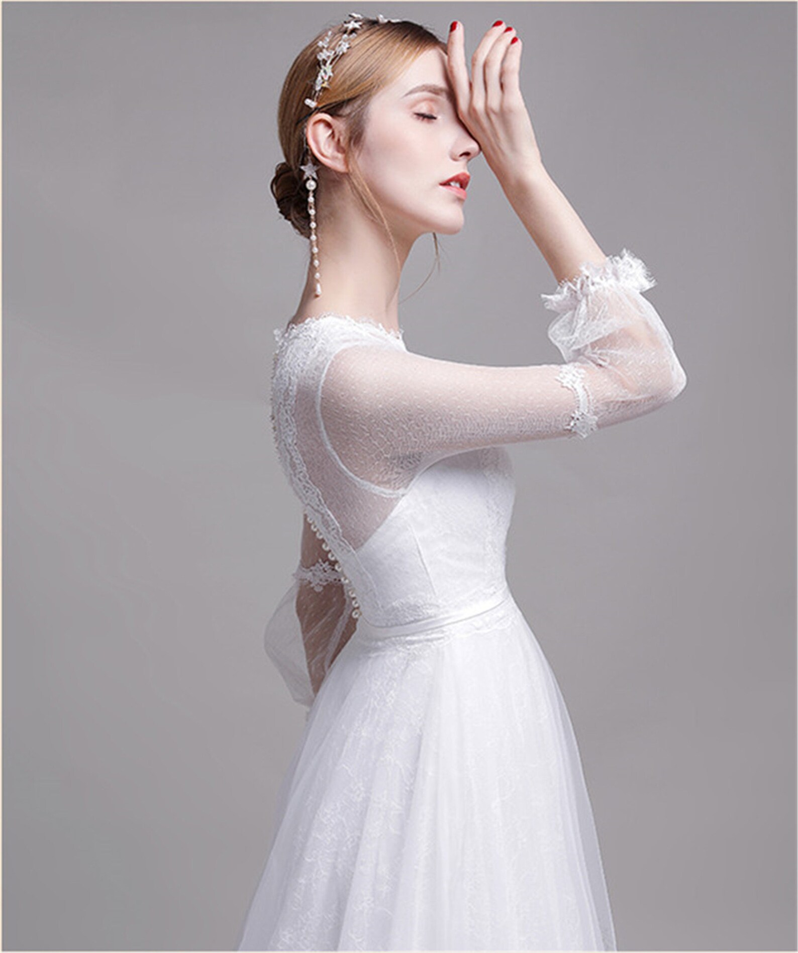 Long Bishop Wedding Dress Elegant White Tulle Bridal Dress - Etsy