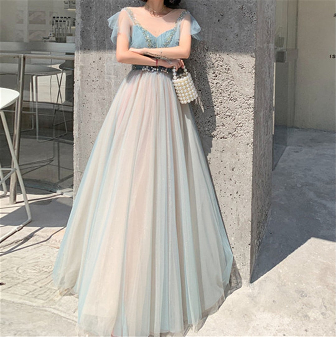 Light Blue Prom Dress Sweetheart Bridesmaid Dress Dreamy - Etsy