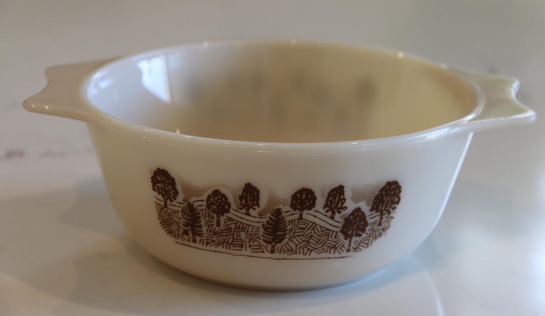 Vintage Pyrex Baking Dish: Rustic Trees Forest Pattern, 1980s - Etsy