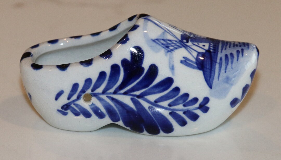 Vintage Delft Blue Clog Figurine: Hand-painted Dutch Windmill Decor - Etsy
