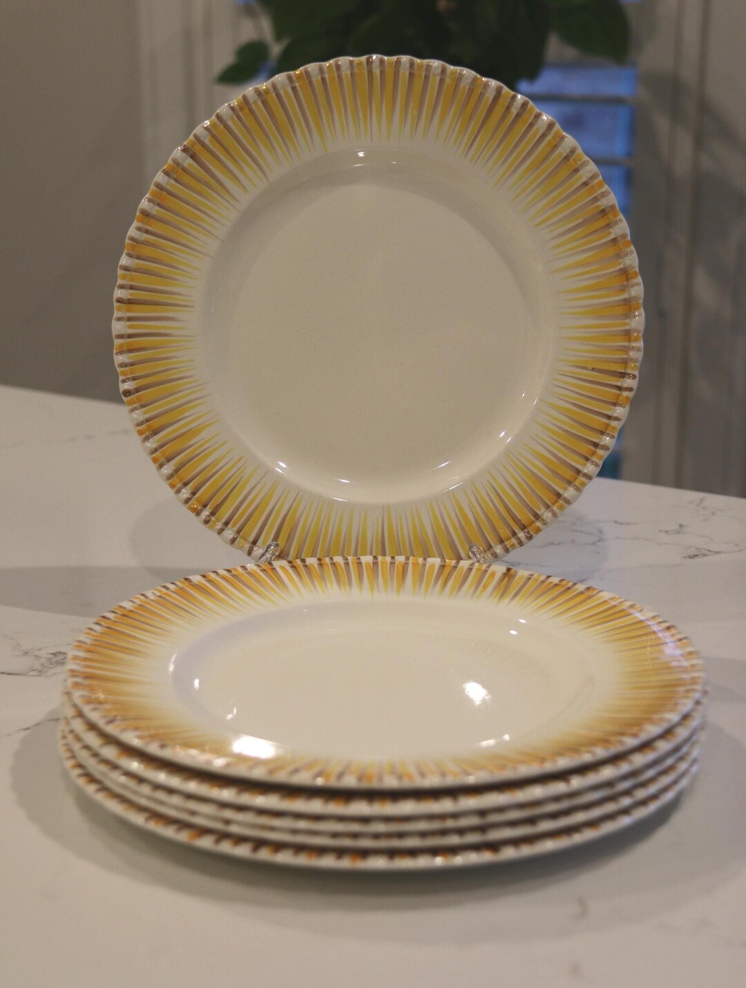 Vintage Myott Bone China Dinner Plates: Hand-painted Autumn Art Deco ...