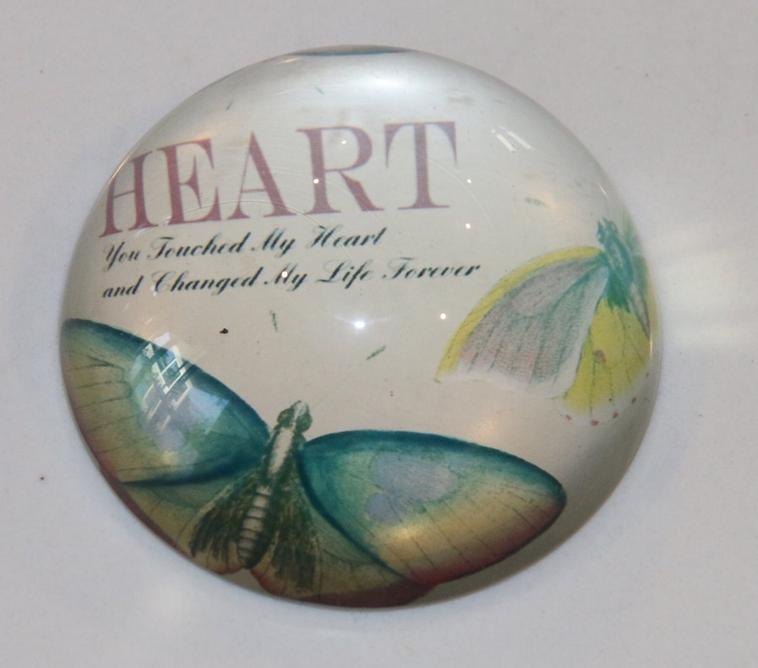Lovely Vintage Glass Butterfly Paperweight Home Office Desk Decor ...