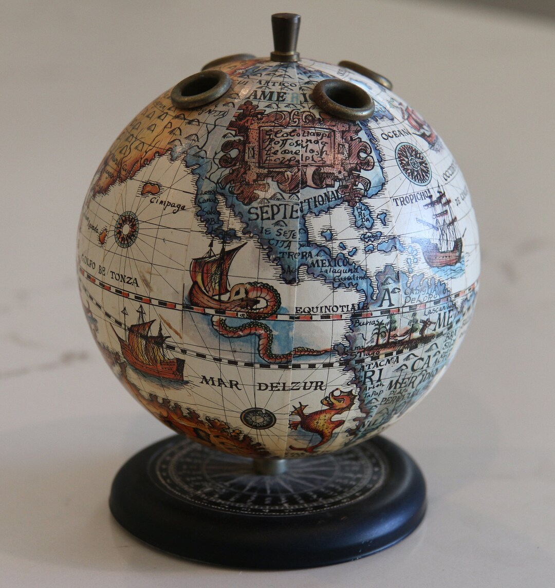Fabulous Vintage Globe 'old World Map' Pen Holder Spinning Globe ...