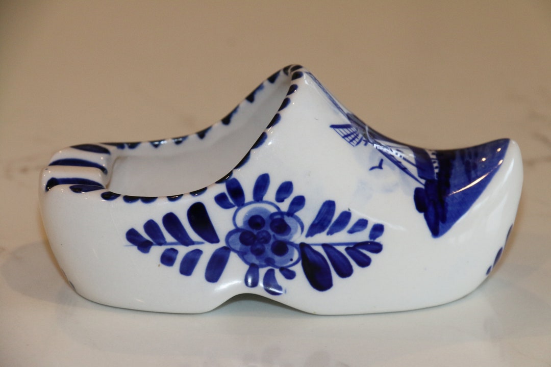 Vintage Delft Blue Clog Figurine: Handpainted Dutch Windmill Decor - Etsy