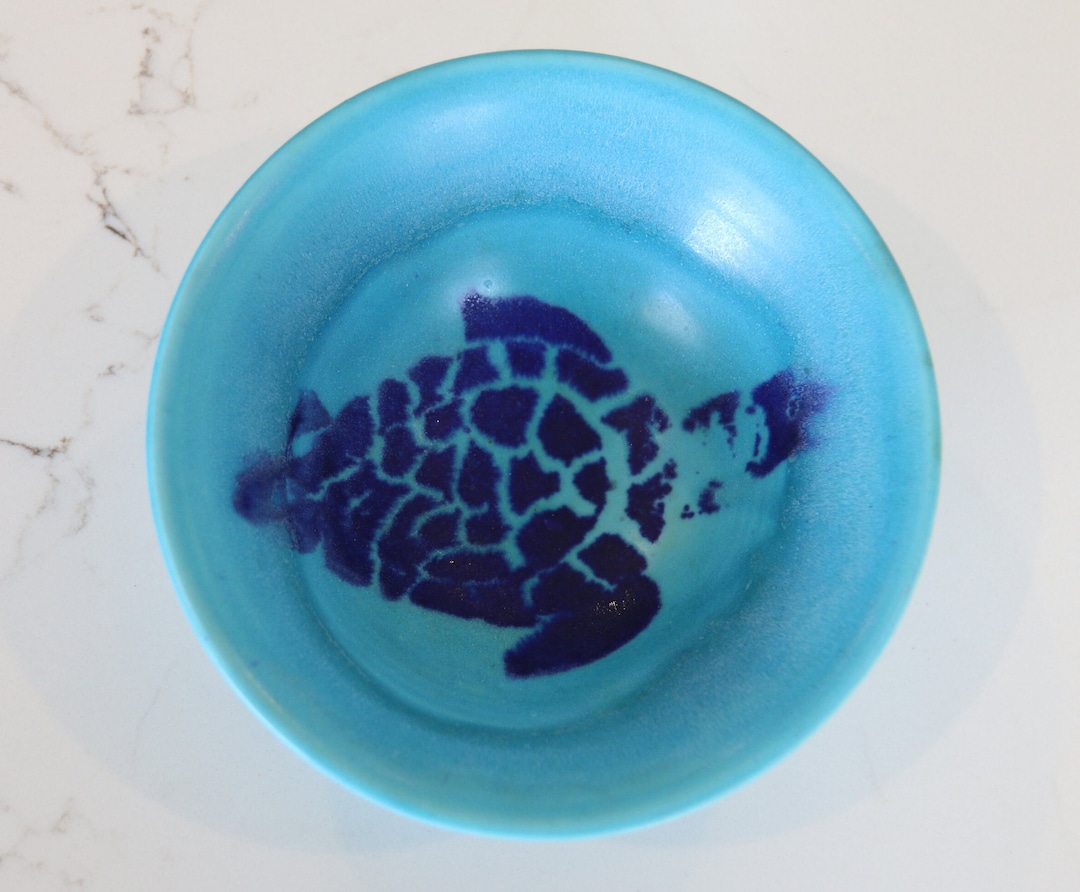 Gorgeous Aqua and Blue Turtle Pottery Bowl - - Batik Turtle - Handmade ...