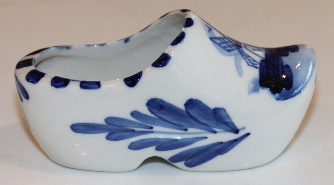 Vintage Delft Blue Clog Figurine - Blue & White China - Windmills ...