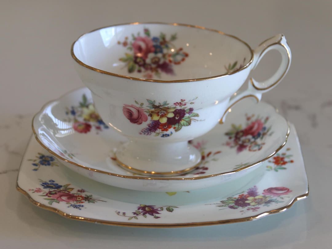 Vintage Hammersley Howard Sprays Bone China Teacup Trio - Pretty ...