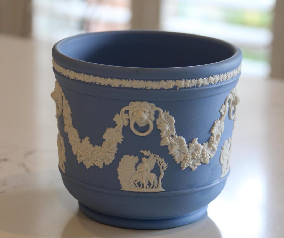 Vintage Wedgwood Pale Blue Jasperware Neo-classical Planter/cache Pot ...