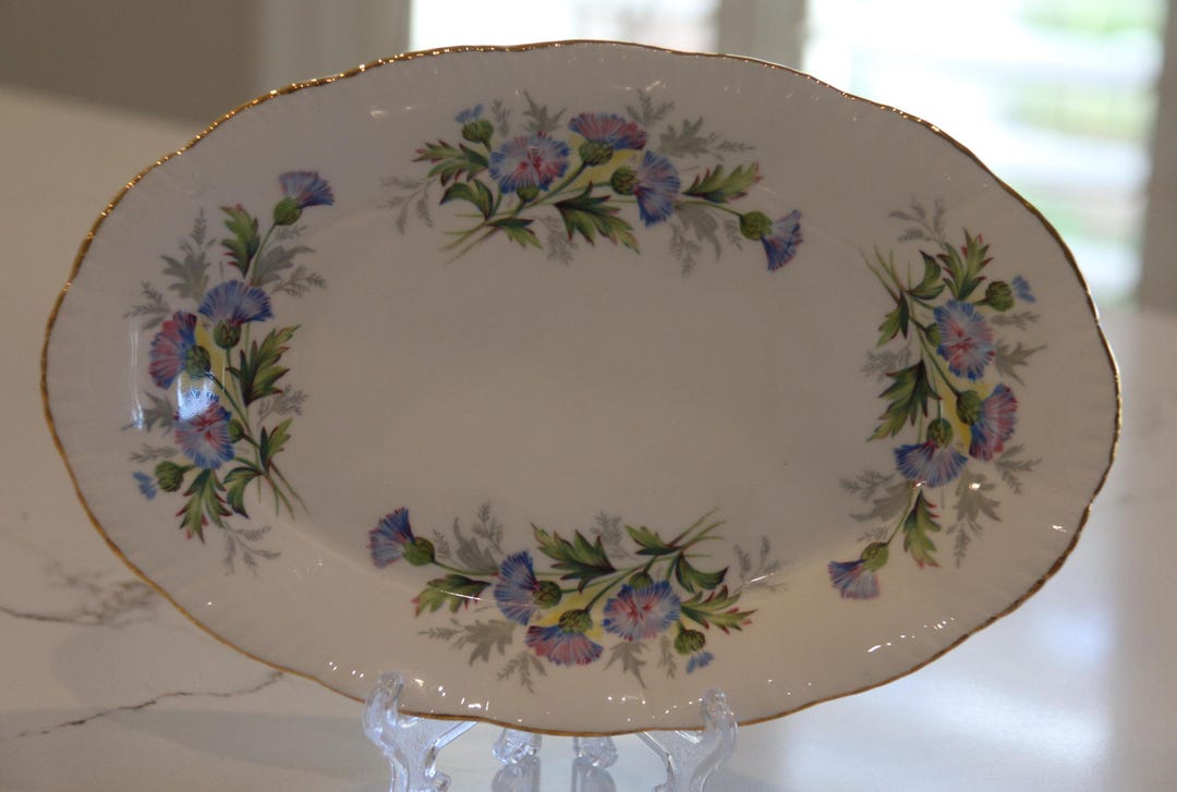 Vintage Paragon 'thistles' Oval Dish: English Flowers Fine Bone China ...
