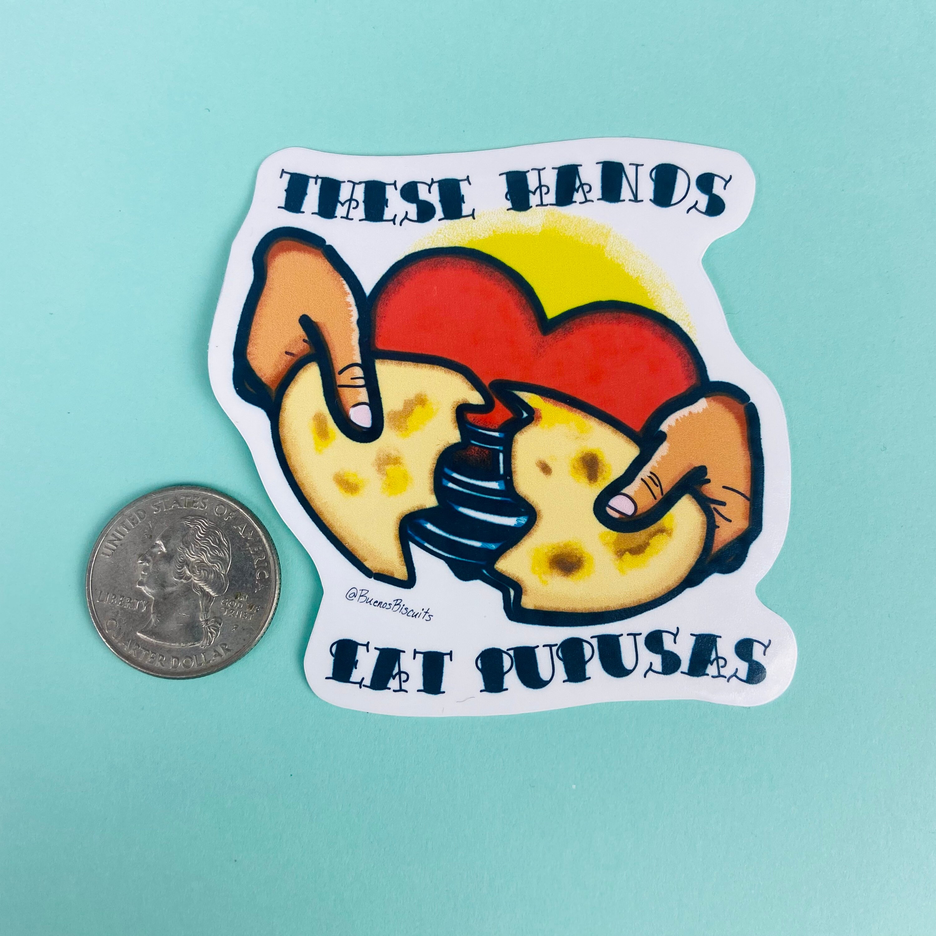 Pupusa Hands 3 Sticker Latinx Latino Food El Salvador Salvadoran ...