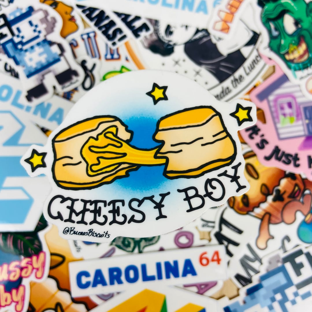 Cheesy Boy Cheese Biscuit 3” Sticker Tattoo Southern Food Water ...