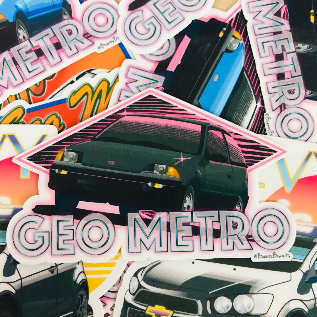 Geo Metro 3” Sticker Retro 90s Black Car Nascar Laptop Planner ...