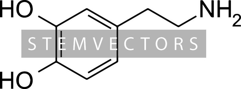 Dopamine Chemical Structure Clipart: Black and White Vector (digital ...