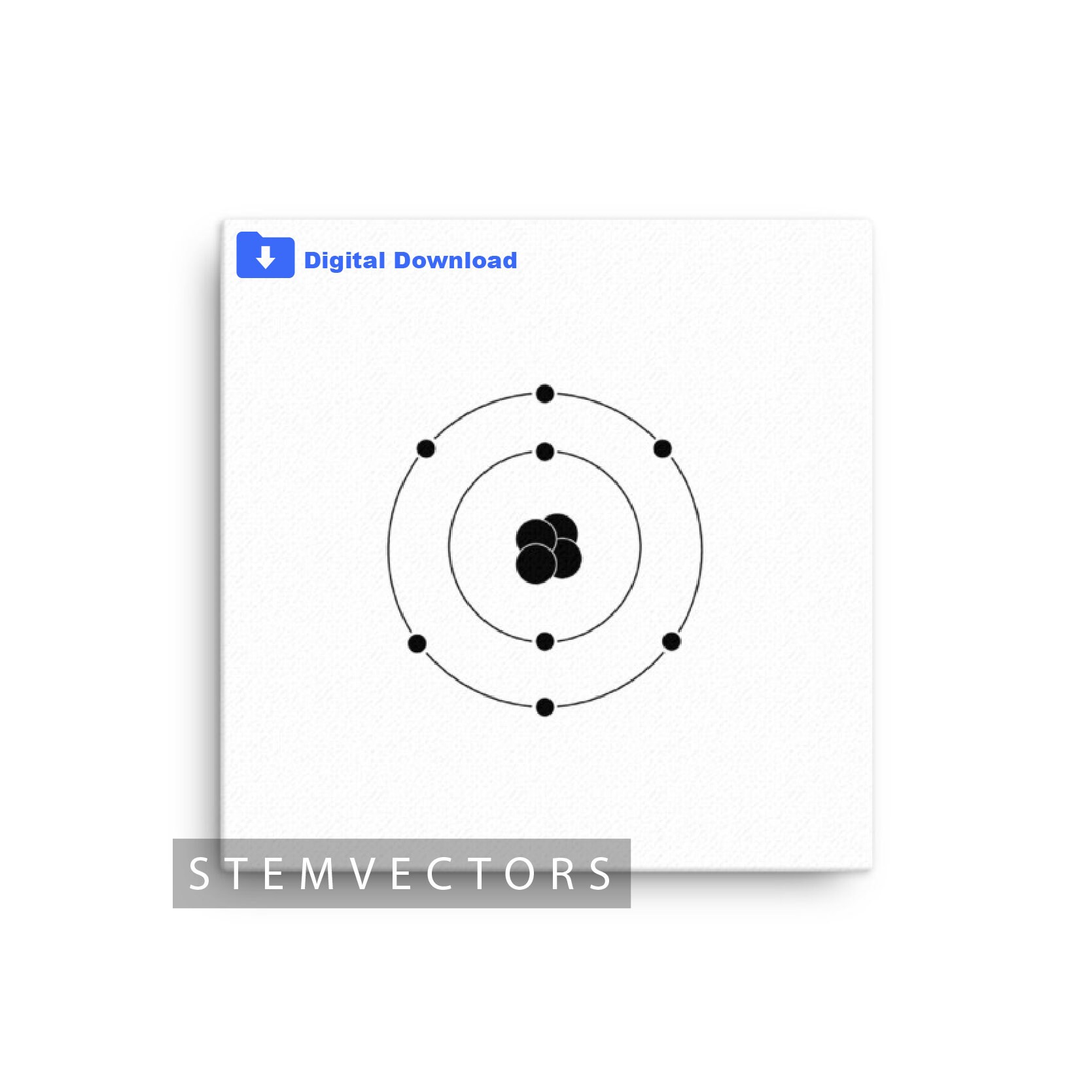 Oxygen Atom (digital Download) Black and White Vector Clip Art Drawing ...