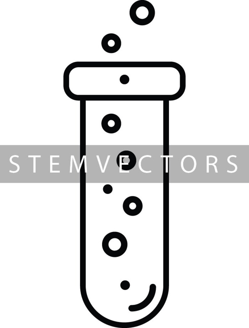 Science Bubble Test Tube (digital Download) Black and White Vector Clip ...
