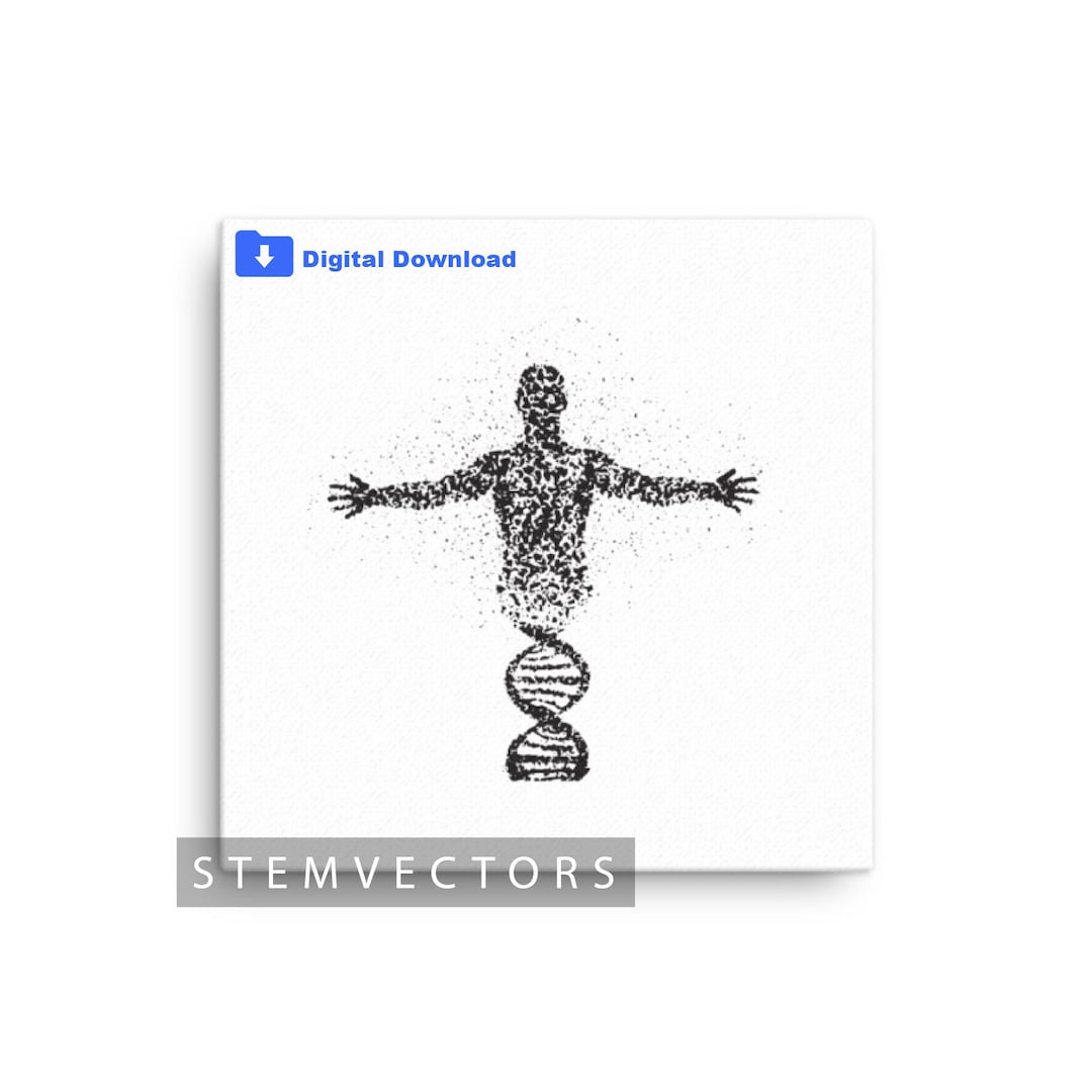 Human Body DNA digital Download Black and White Vector Clip Art Drawing ...