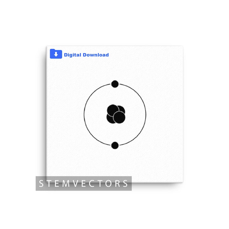 Helium Atom Clipart: Black and White Vector Drawing (digital Download ...