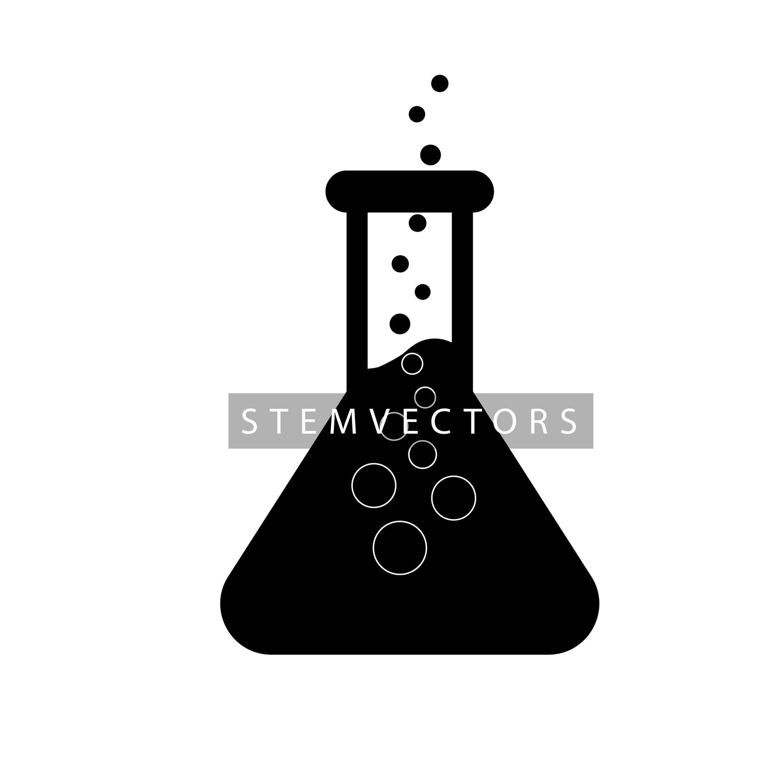 Bubbling Erlenmeyer Flask (digital Download) Black and White Vector ...