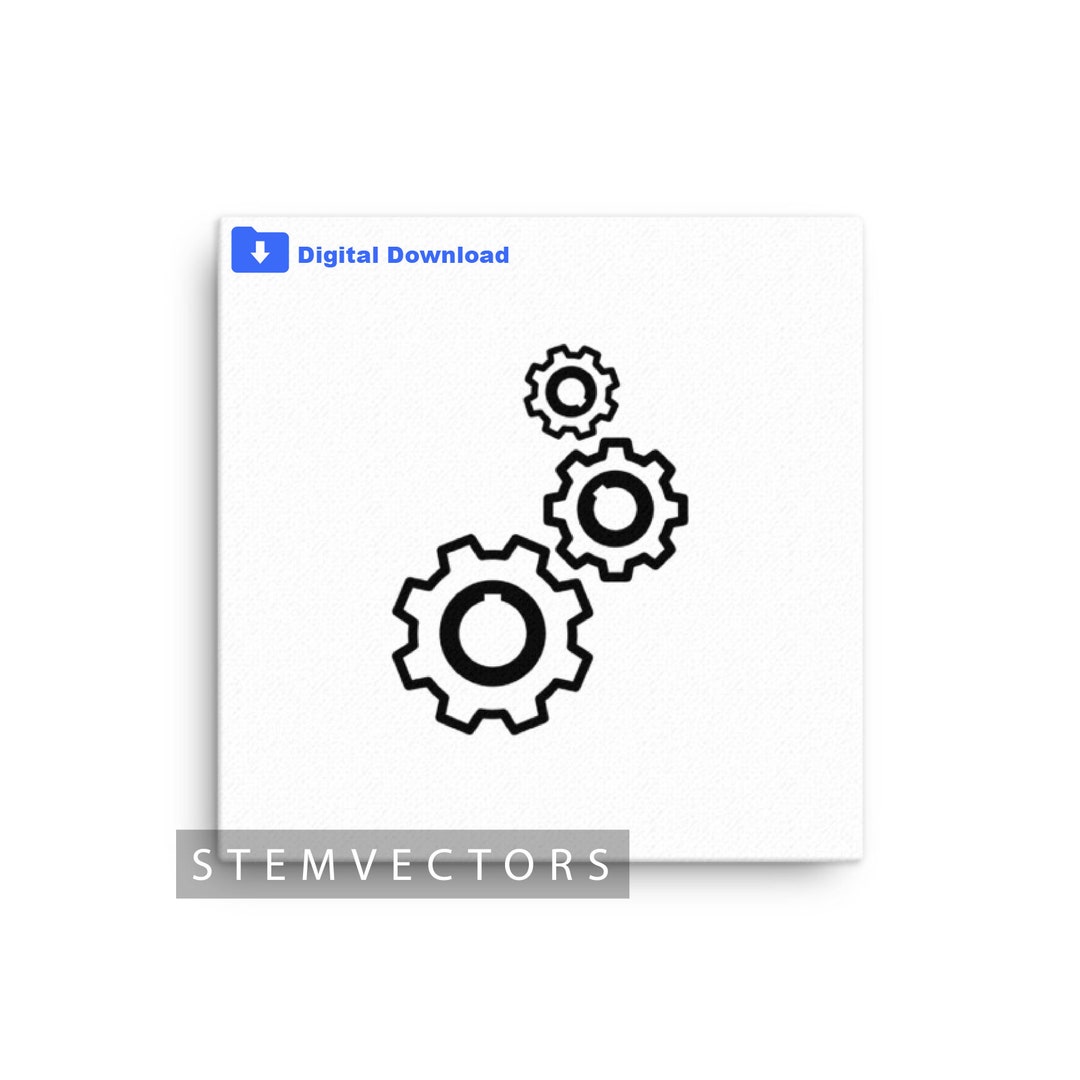 Triple Gear 2 (digital Download) Black and White Vector Clip Art ...