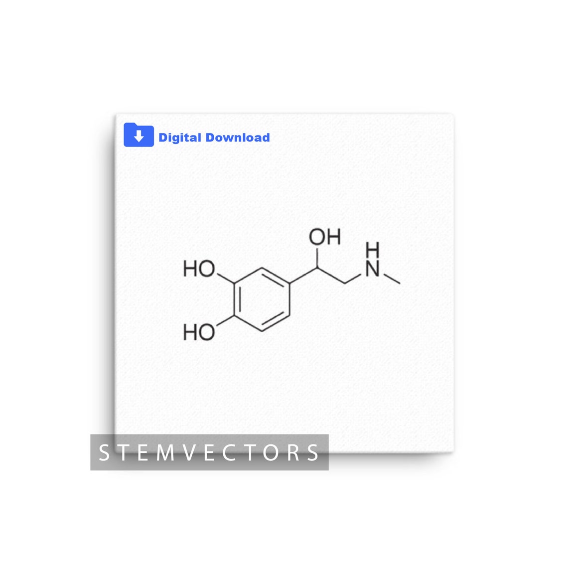 Norepinephrine Chemical Structure digital Download Black and White ...