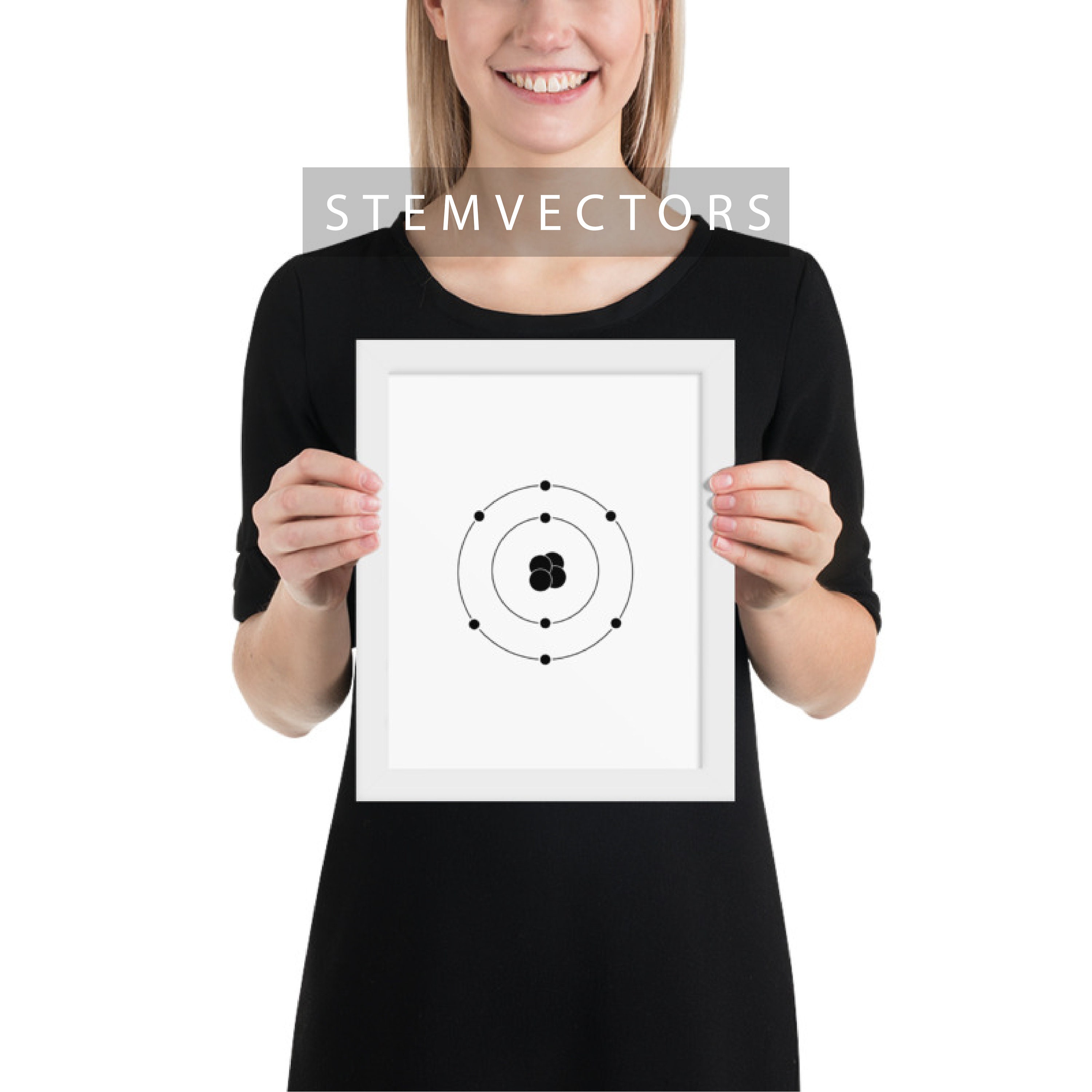 Oxygen Atom digital Download Black and White Vector Clip Art Drawing ...