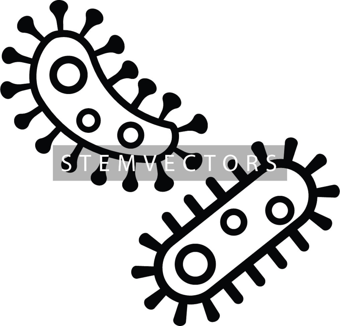 Bacteria Clipart digital Download Black and White Vector Clip Art ...