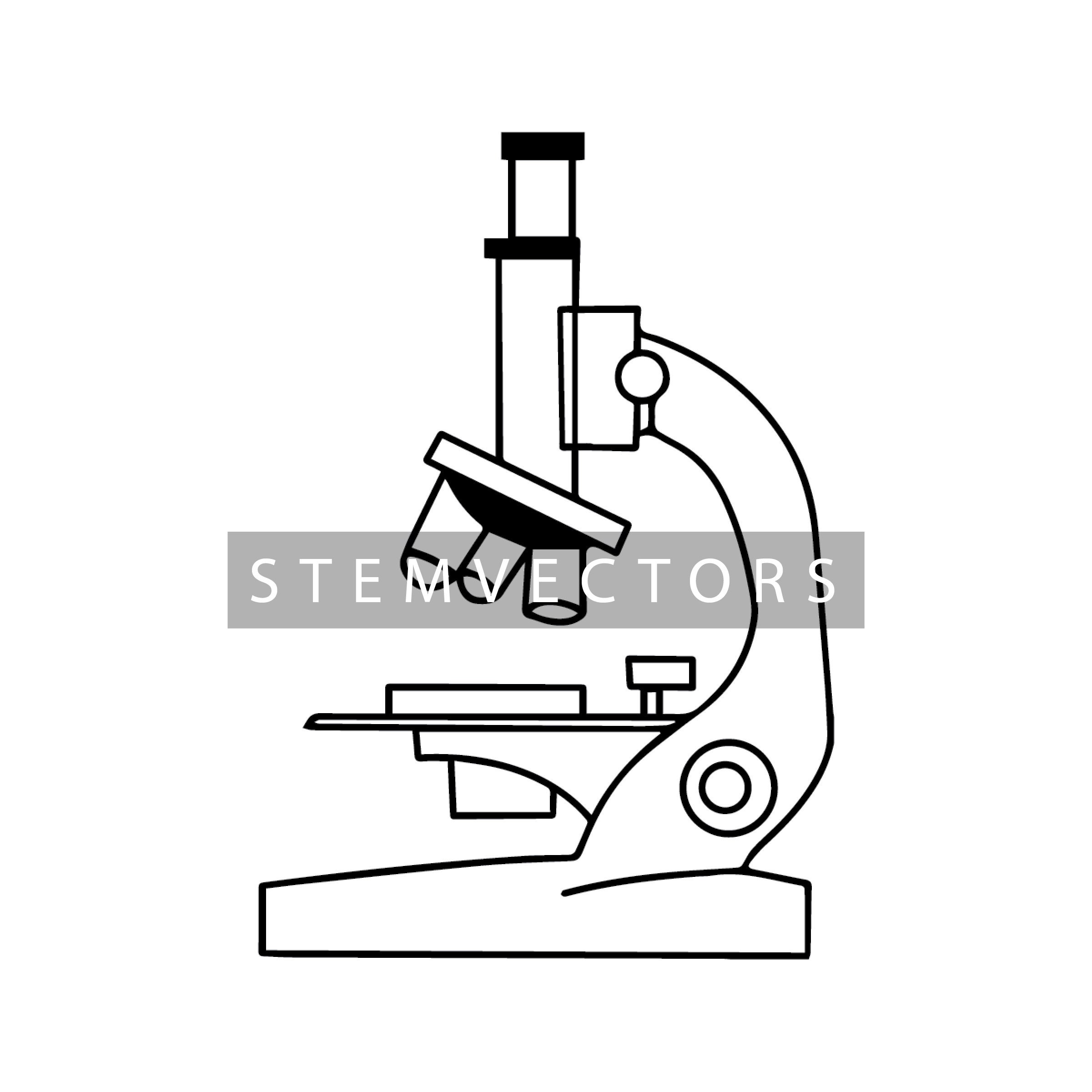 Simple Microscope (digital Download) Realistic Black and White Vector ...