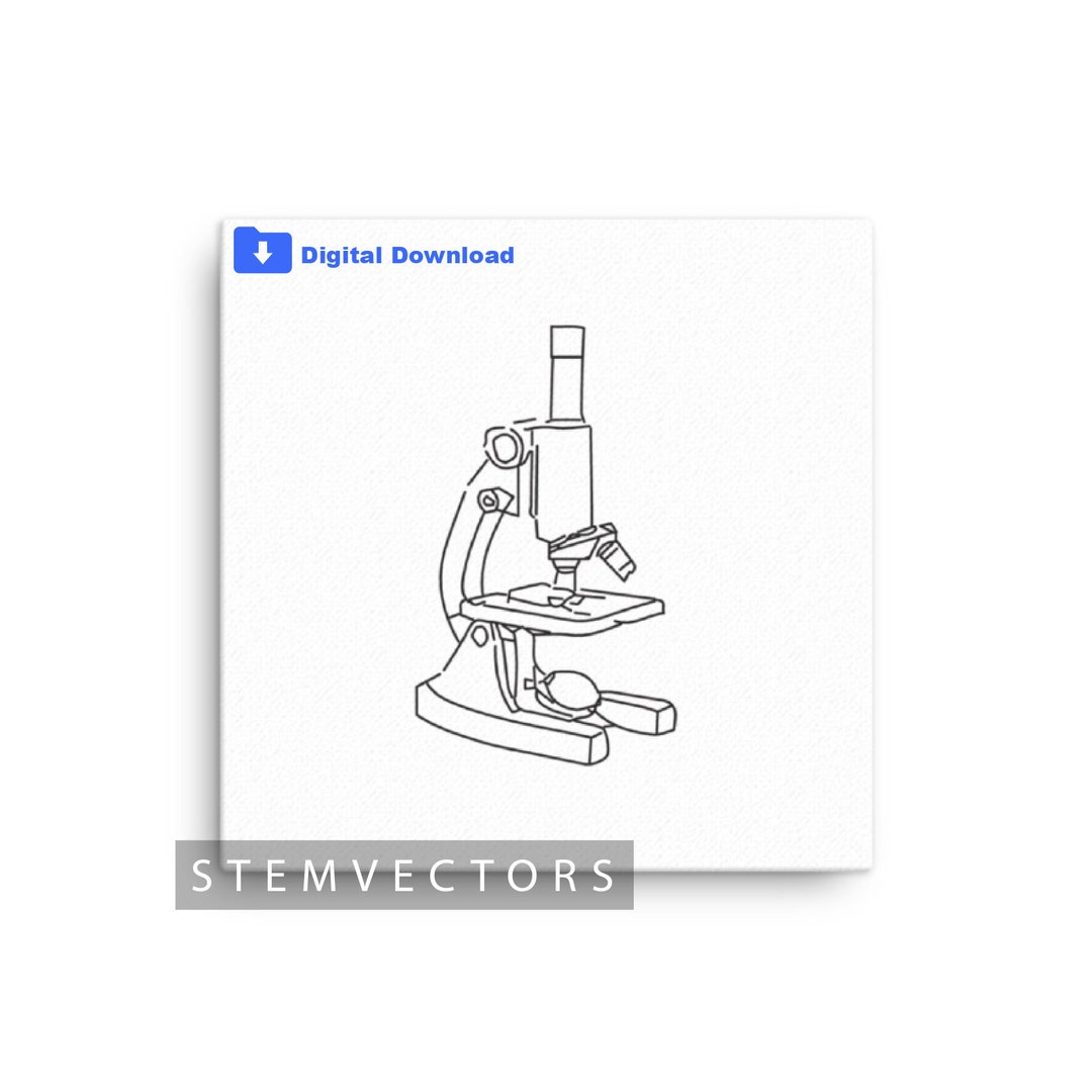 Line Art Microscope Clipart, Black and White Vector (digital Download ...