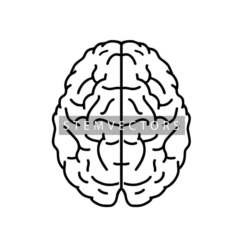 Simplistic Brain (digital Download) Black Vector Clip Art Drawing ...