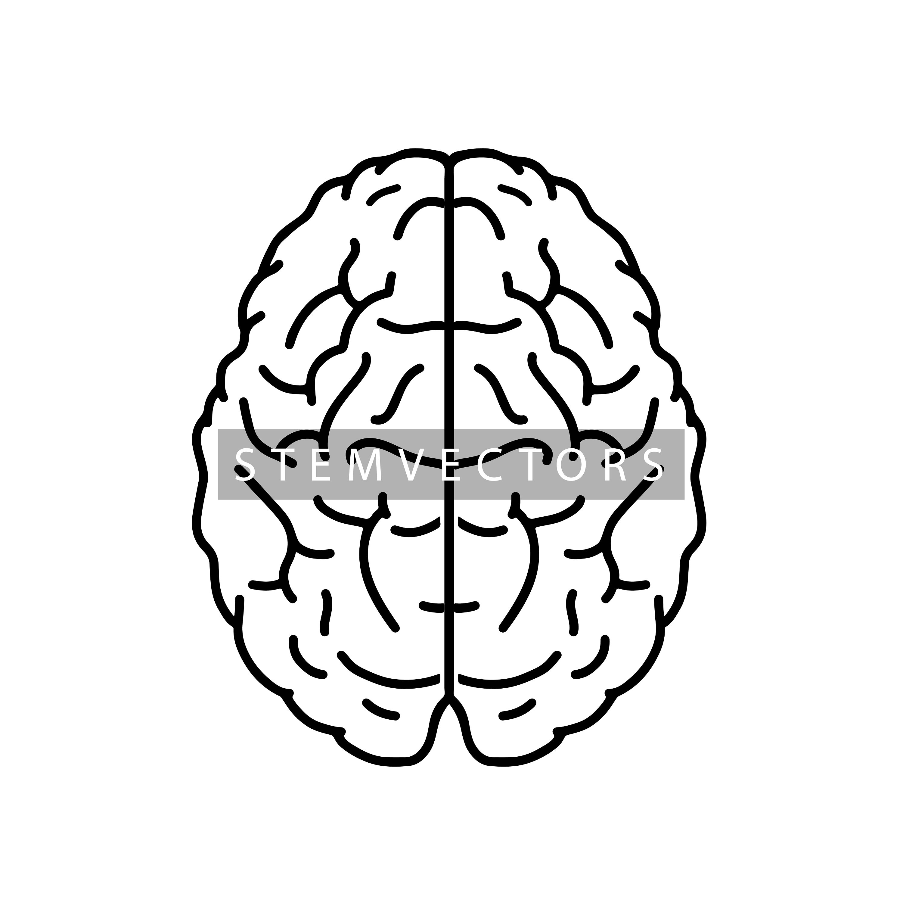Simplistic Brain digital Download Black Vector Clip Art - Etsy