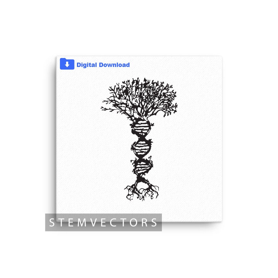 Black DNA Strand Tree (digital Download) Black and White Vector Clip ...