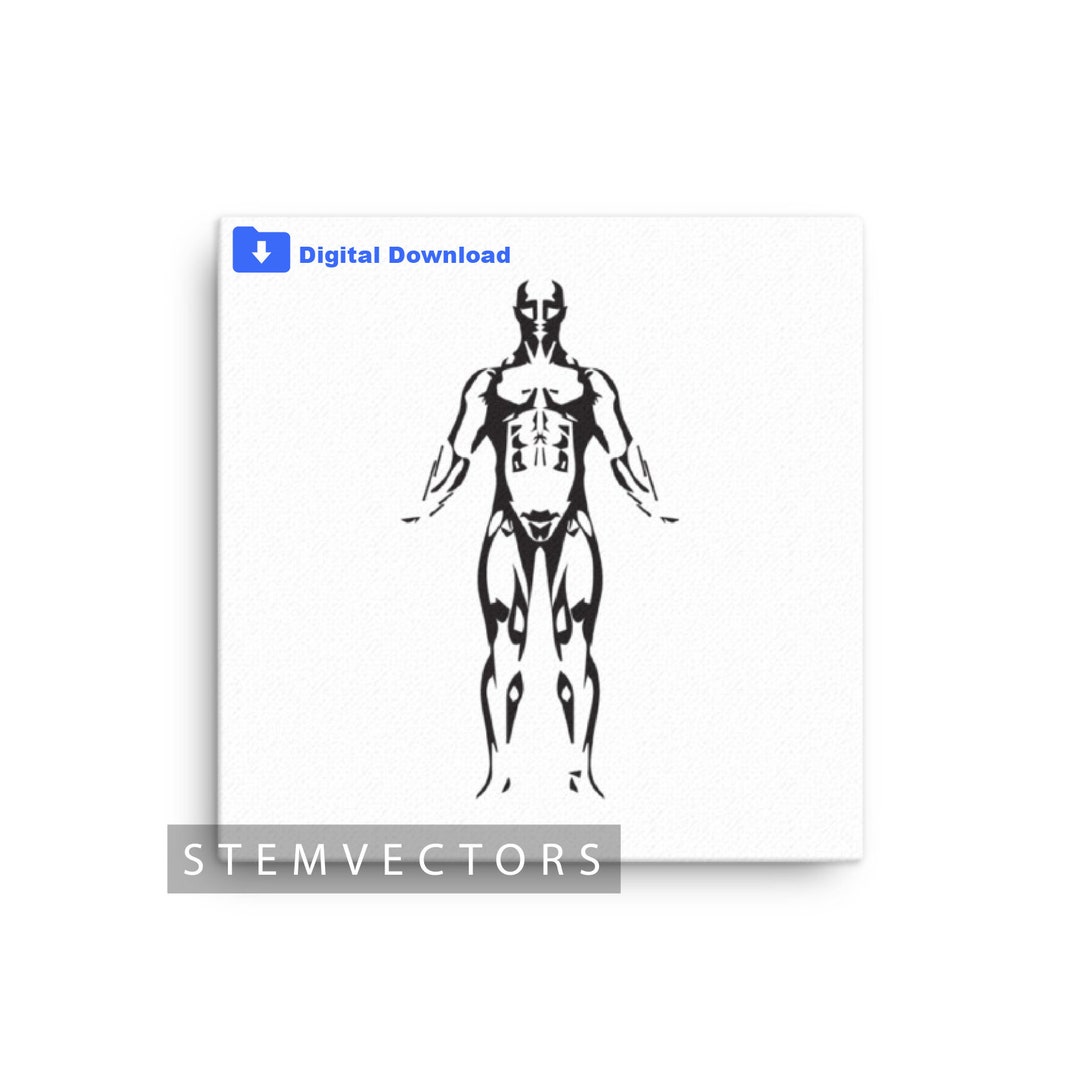 Abstract Human Body Digital Download Black And White Vector Clip Art Drawingsketch For Cricut