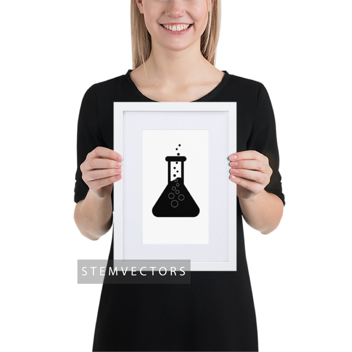 Bubbling Erlenmeyer Flask (digital Download) Black and White Vector ...