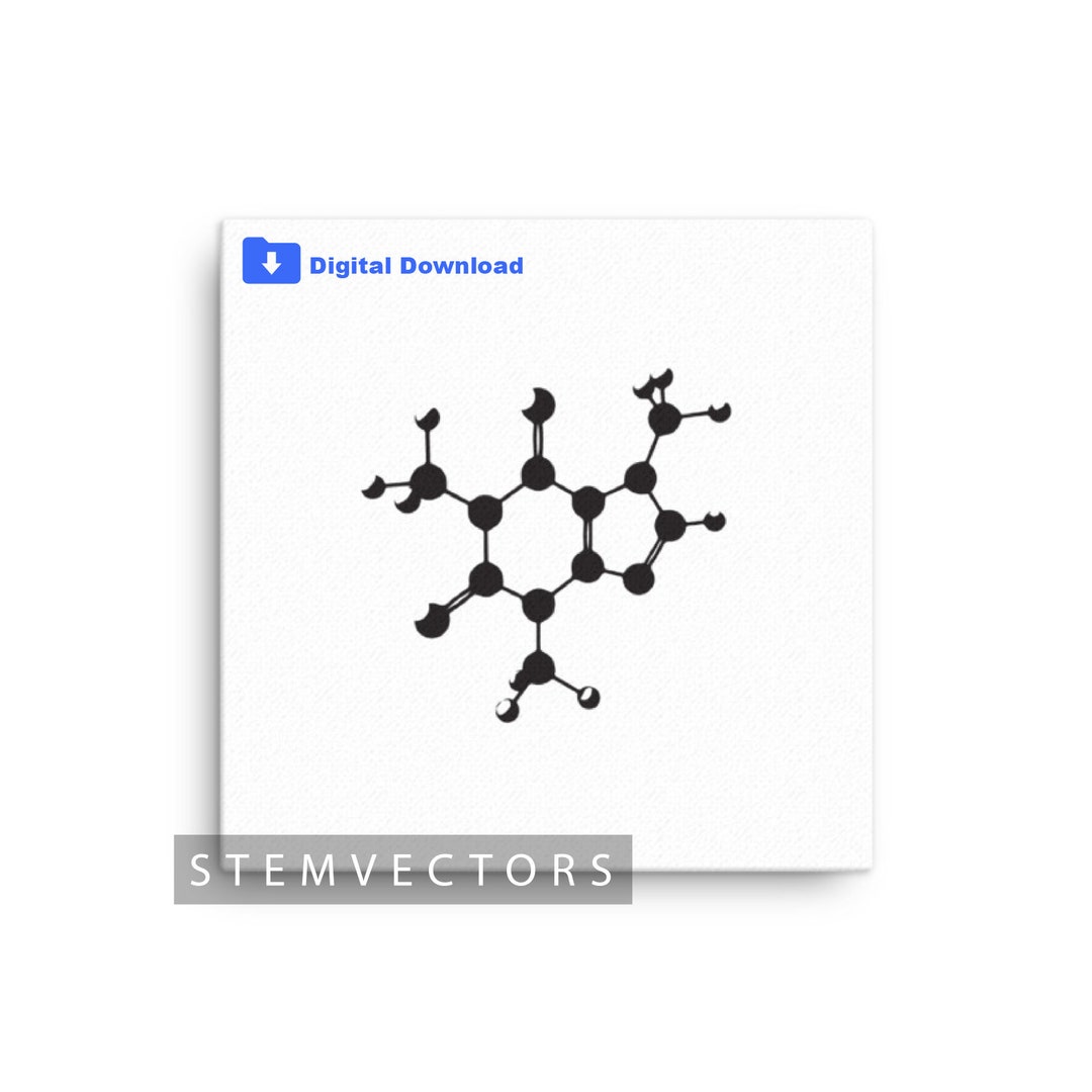 Caffeine Simple Chemical Structure (digital Download) Black and White ...